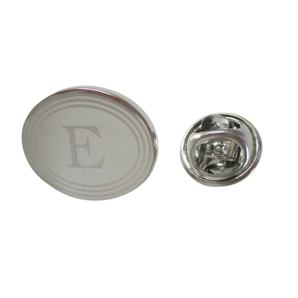 Kiola Designs | Accessories | Etched Oval Letter E Monogram Lapel Pin ...